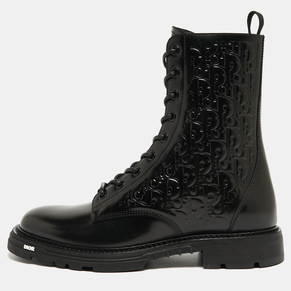 Dior | Shoes | Dior Black Oblique Embossed Leather Explorer Ii Combat ...